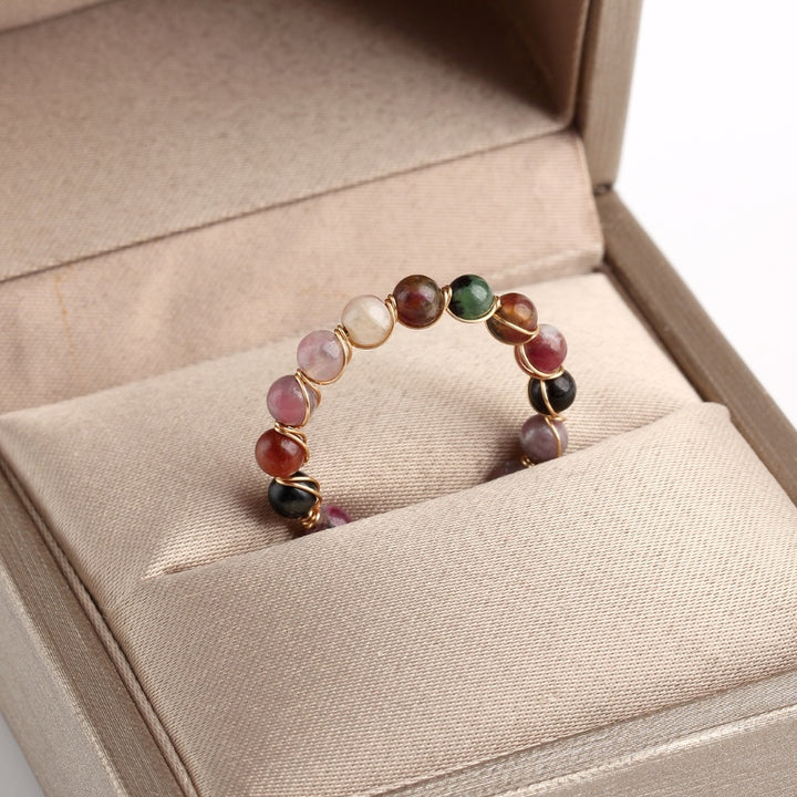 Exclusive: Tourmaline Ring - Natural Healing Crystal Bead Rings ...